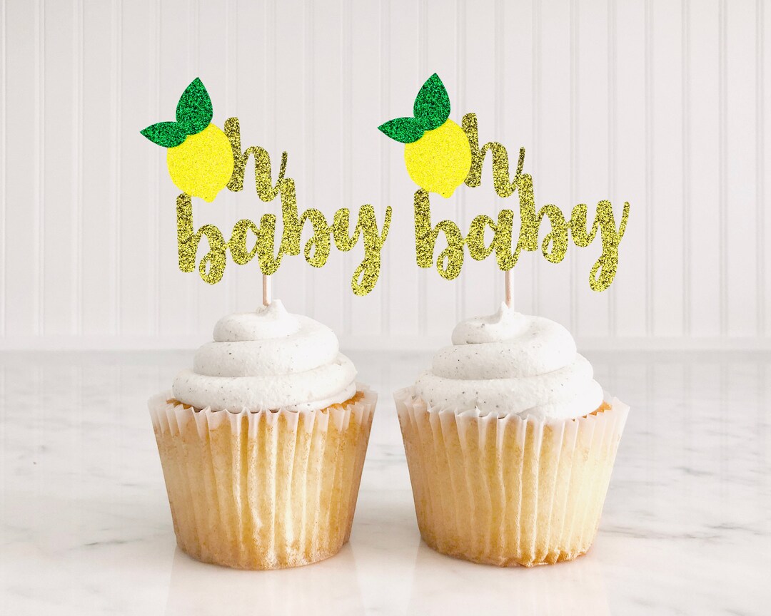 Lemon Baby Shower Cupcake Toppers/ Oh Baby Lemon Decorations/ Lemonade ...
