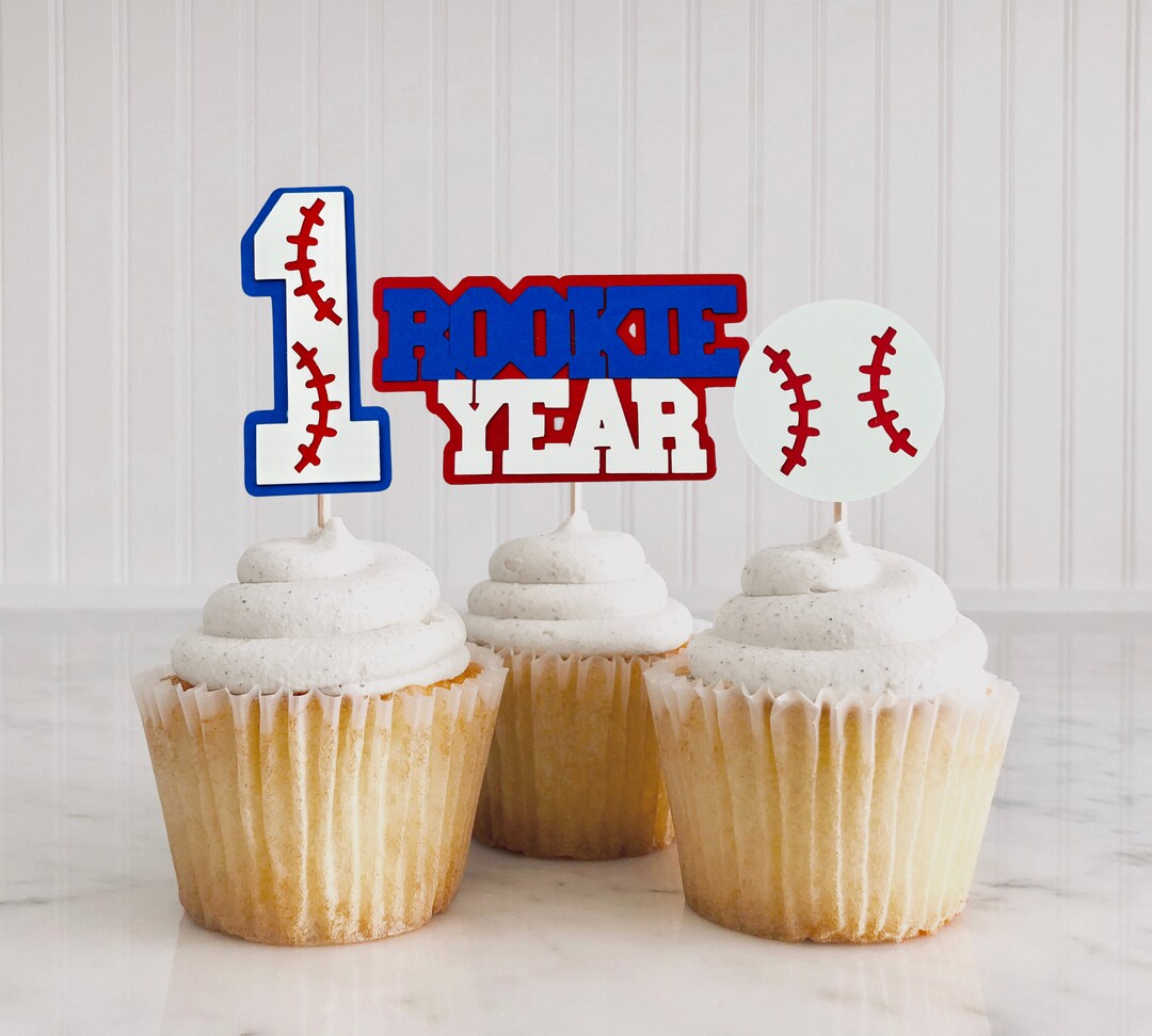 Baseball First Birthday Cupcake Toppers/ Rookie of the Year Party ...