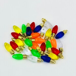 Miniature Christmas Light Bulbs/ Christmas Light Bulb Charms/ Holiday ...