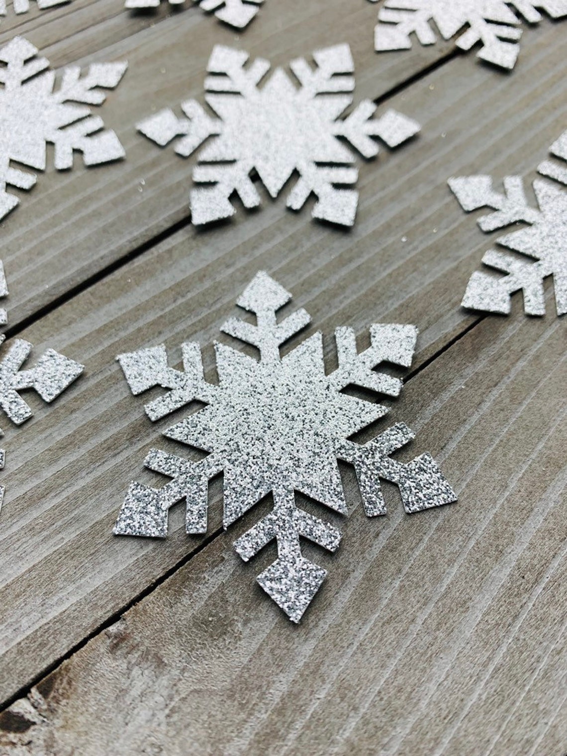 50 Silver Glitter Snowflakes, Snowflake Confetti/ Winter Wonderland ...