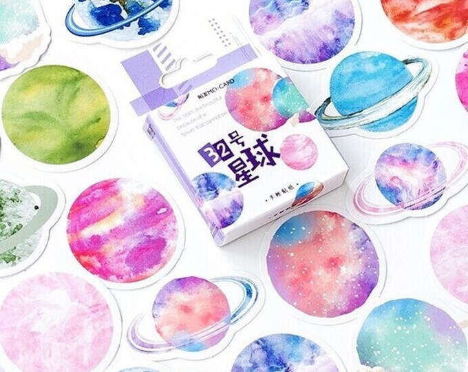 45 Piece Pastel Planet Stickers Watercolor Planets Galaxy - Etsy