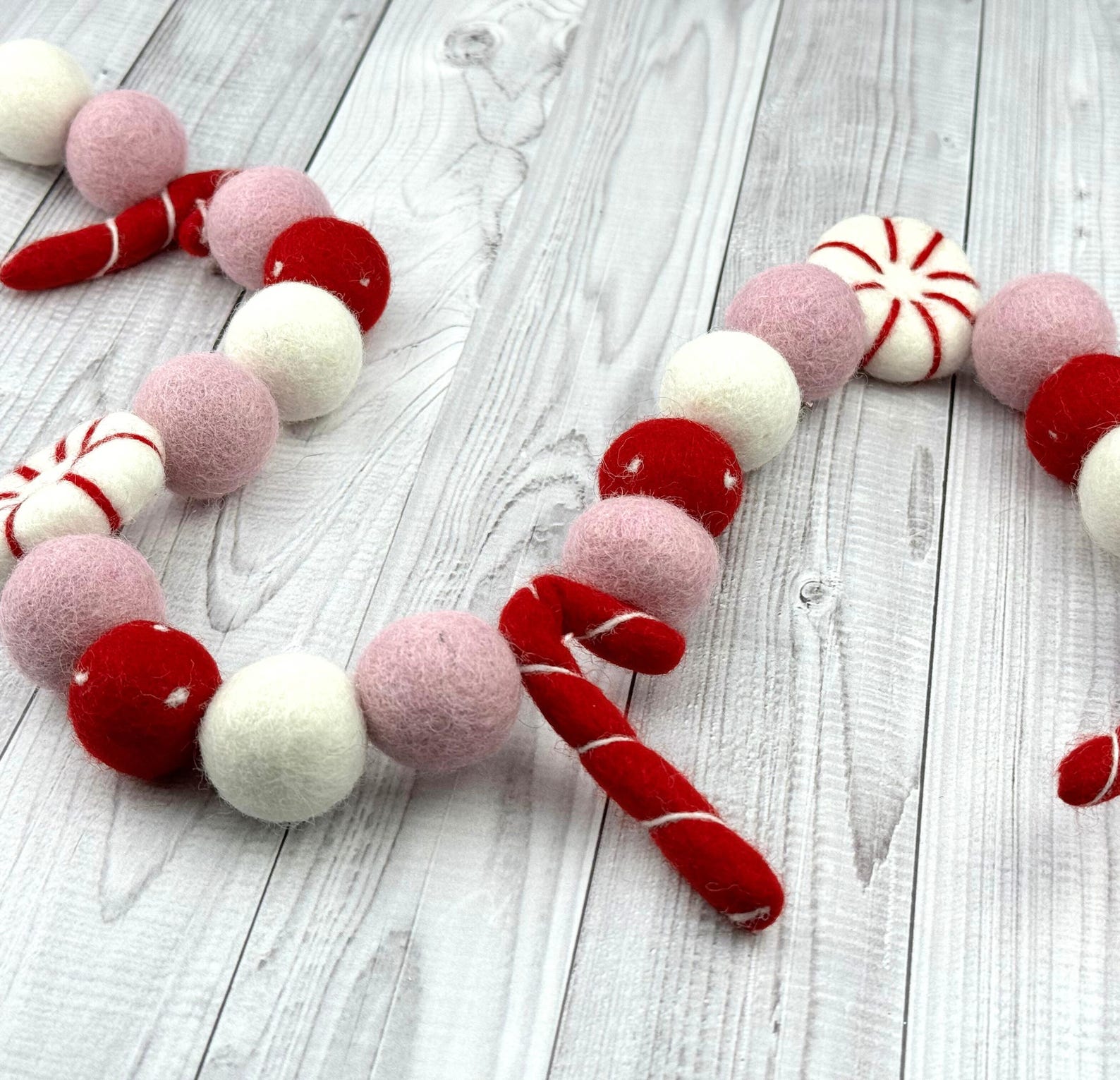 Peppermint and Candy Cane Christmas Garland/ Mantel Decor/ Felt ...