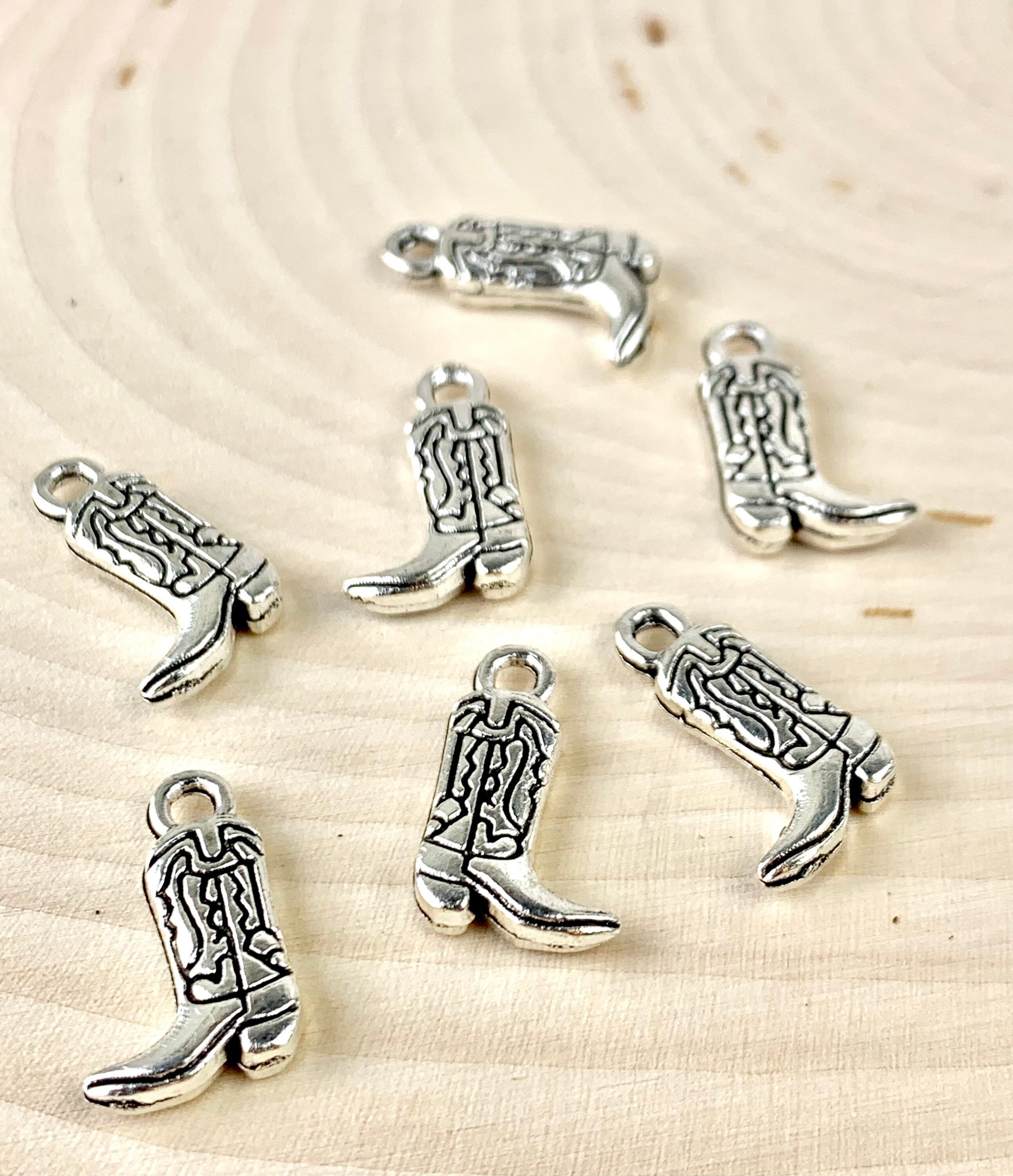 4 Silver Cowboy Boot Charms/ Western Charms/cowboy Jewelry/ Cowboy Boot ...