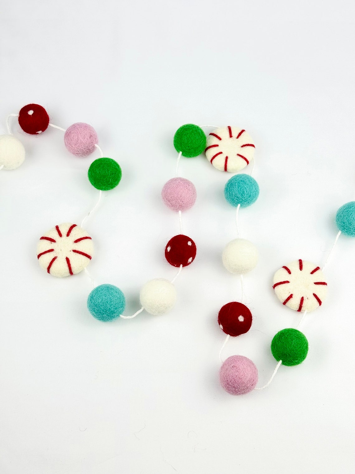 Peppermint Christmas Garland/ Mantel Decor/ Felt Peppermint Candy ...
