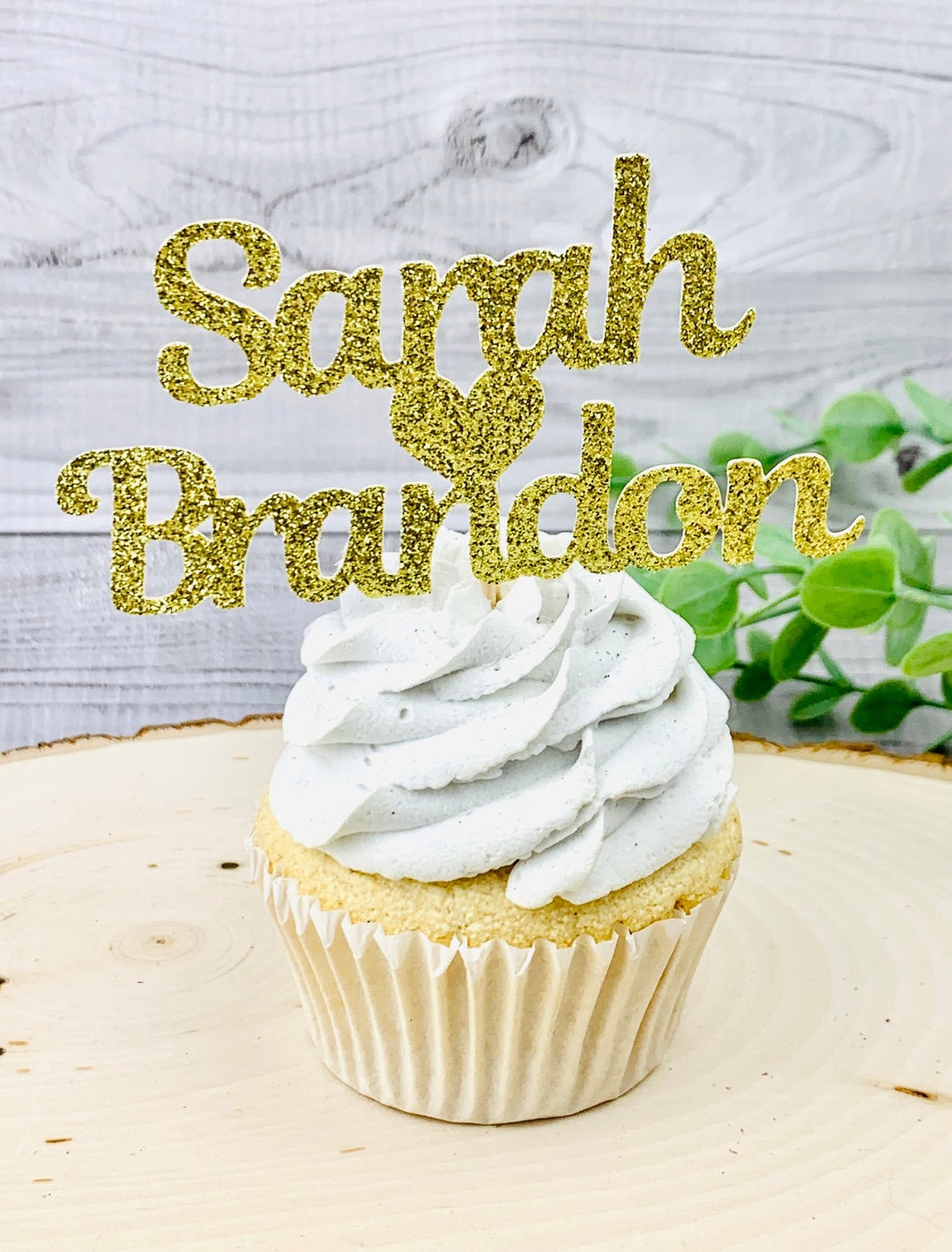 Wedding Cupcake Toppers/ Custom Wedding Name Toppers/ Bridal Shower ...
