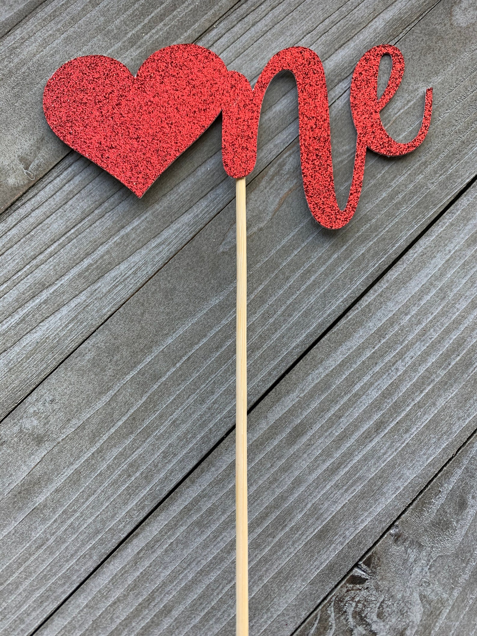 Red Glitter One Heart Cake Topper Valentine First Birthday - Etsy