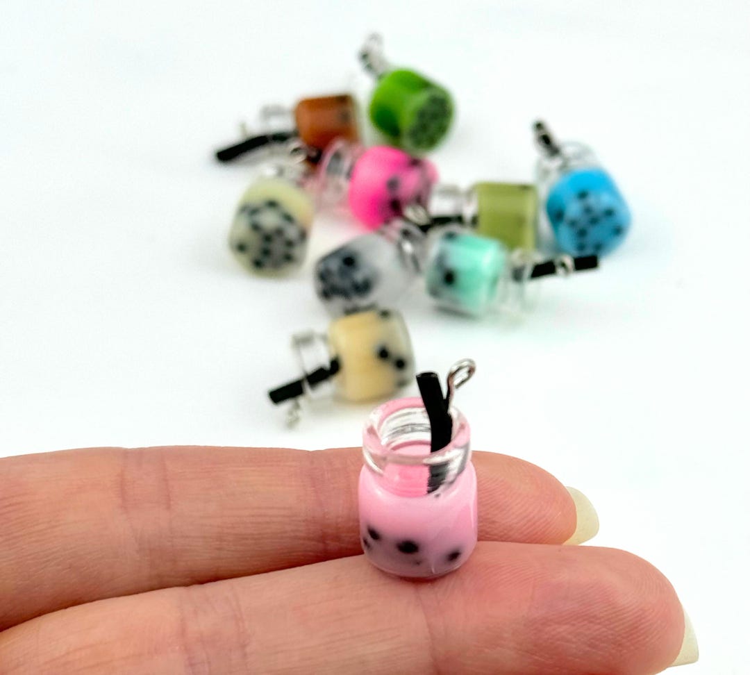 2 Boba Tea Charms/ Bubble Tea Charms/ Milk Tea/ Resin Food Pendant/ Tea ...