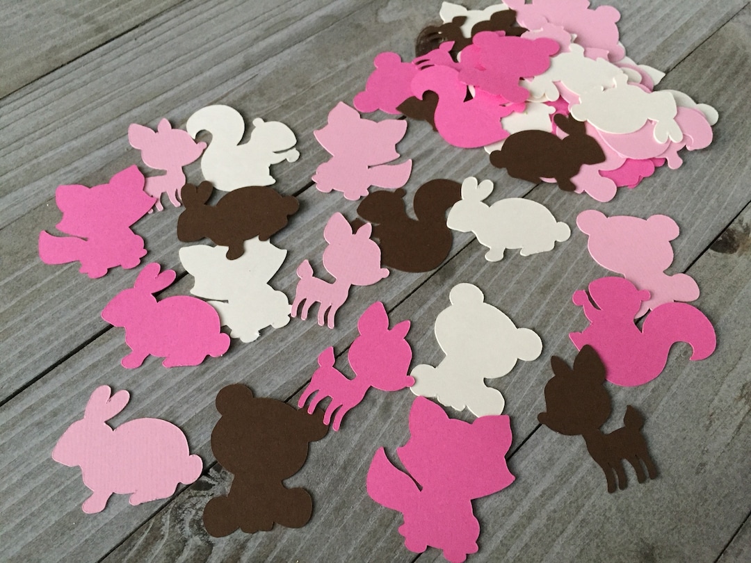 150 Woodland Animal Confetti Baby Deer Rabbit Bear Fox - Etsy
