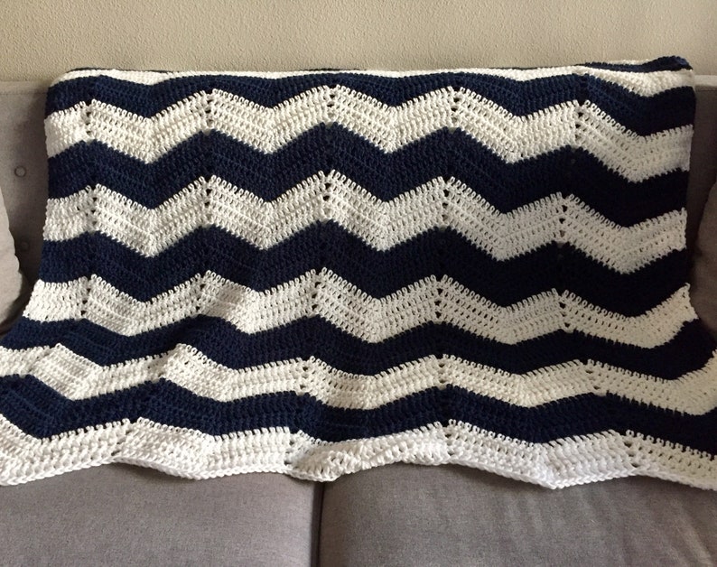Adult size chevron Navy Blue and White crochet nautical | Etsy