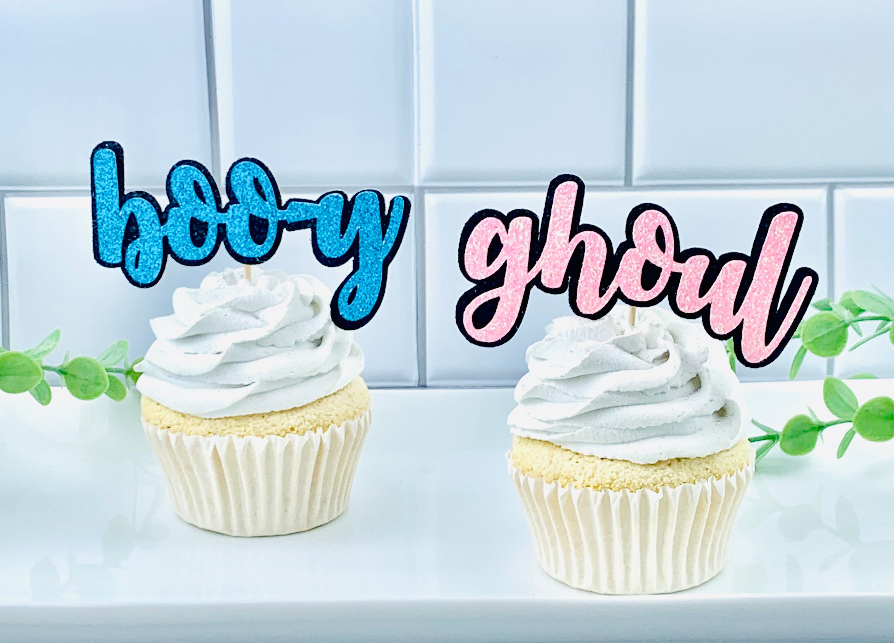 Boo-y or Ghoul Gender Reveal Toppers, Gender Reveal Cupcake Toppers ...