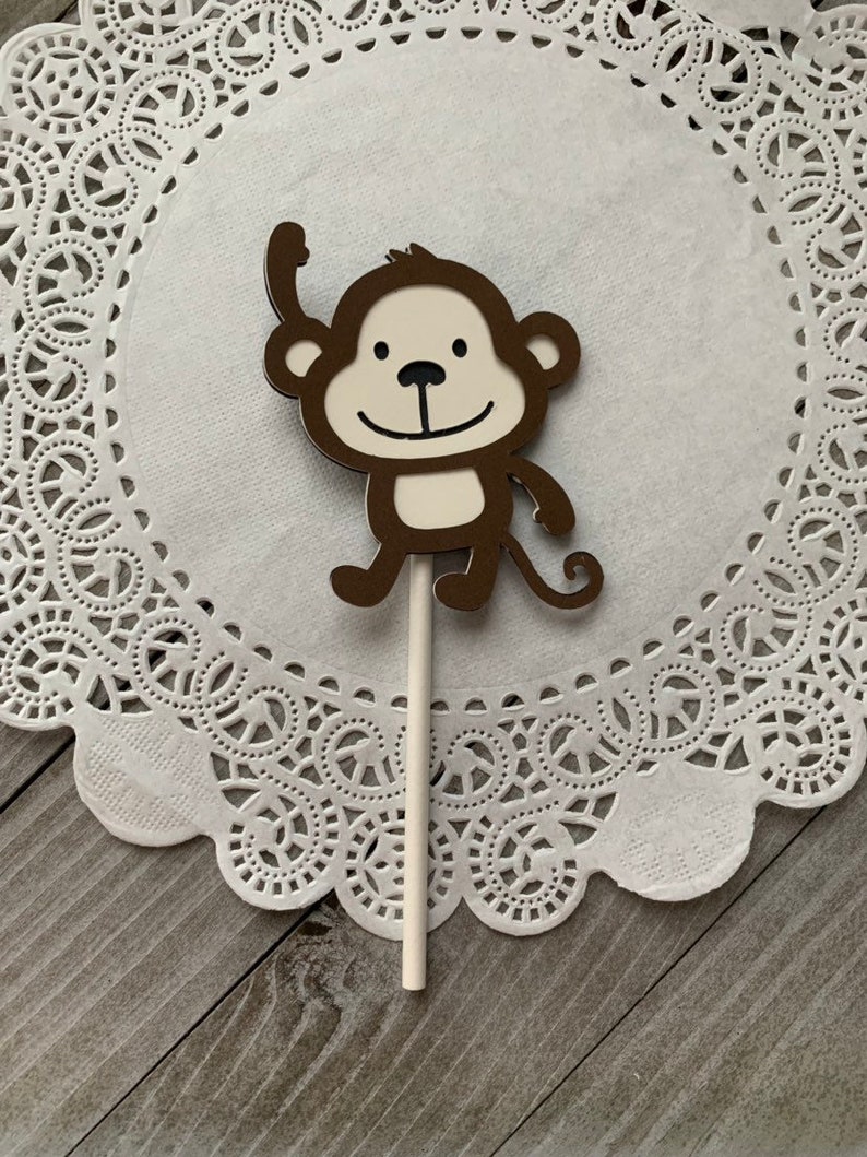 12 Monkey Cupcake Toppers, Monkey Toppers, Safari Animal, Jungle Animal ...