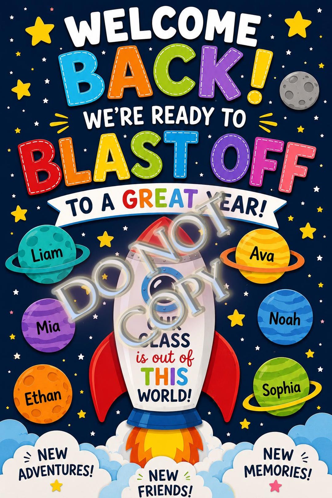 Welcome Back to School Space Theme Door Decor Set - Etsy