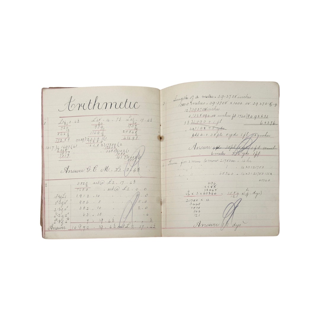 Antique 1880s School Book With Beautiful Neat Calligraphy: Scholarship ...