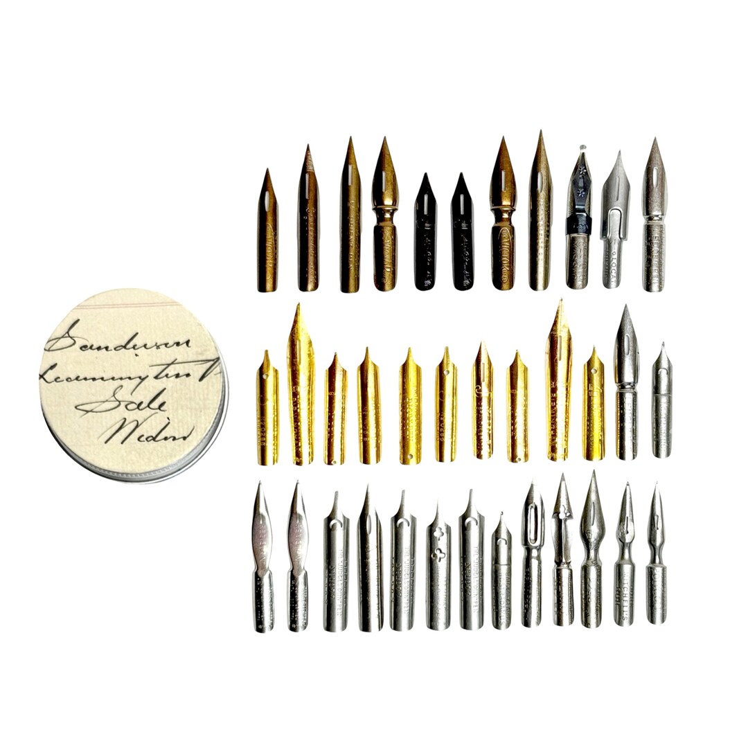 Gift Tin With 35 Vintage Unused Dip Pen Nibs Inside, 6 Sets to Choose ...