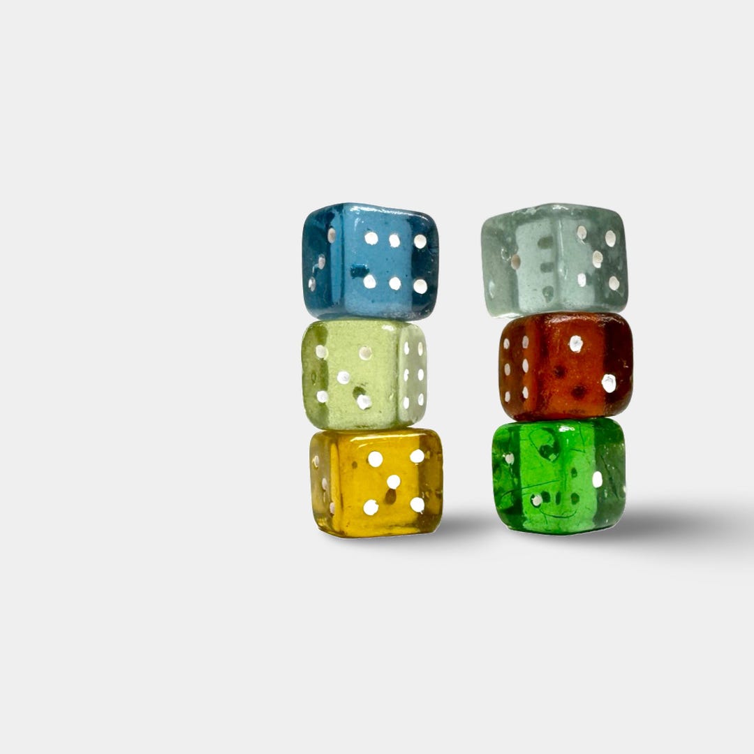 1950s Sets of 6 Colourful Translucent Glass Vintage Dice. 1cm. Amber ...