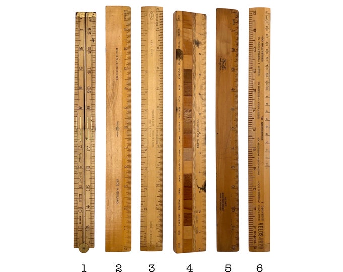 A Selection of Vintage Rulers, Metal Edge Ruler, Rabone Folding 24 Inch ...