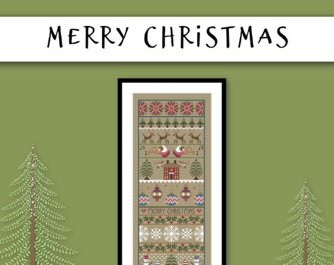Merry Christmas Cross Stitch Sampler PDF Chart INSTANT DOWNLOAD - Etsy