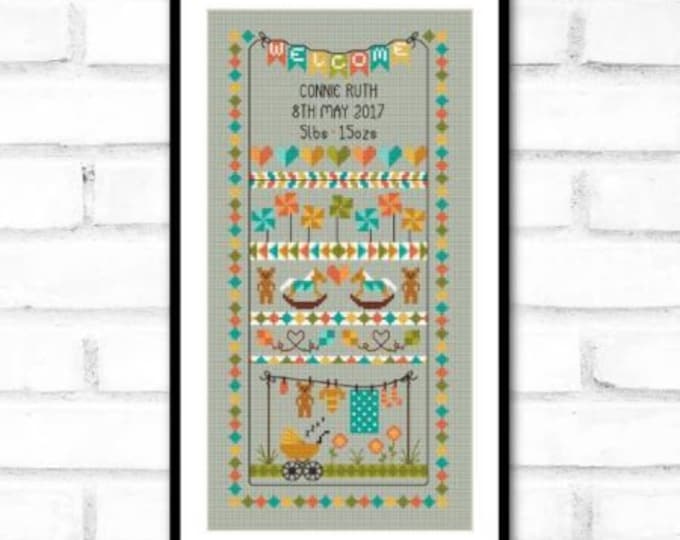 INSTANT DOWNLOAD Baby Girl Birth Cross Stitch Sampler PDF Chart - Etsy