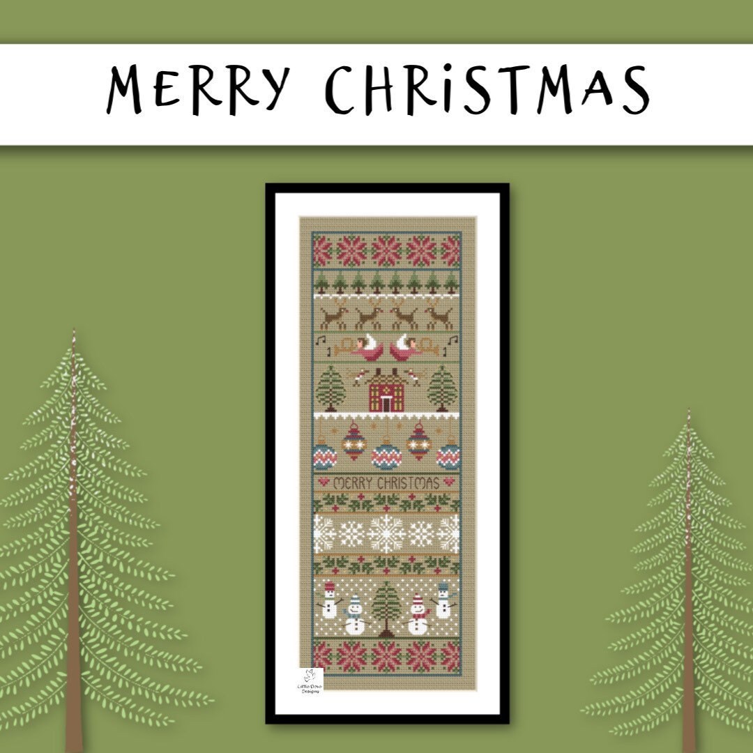 Merry Christmas Cross Stitch Sampler PDF Chart INSTANT DOWNLOAD - Etsy