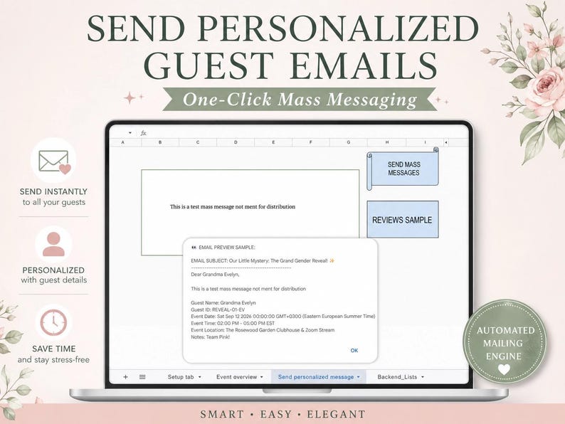 Automated Event Planner Spreadsheet | Mass Guest Emailer, Google Sheets ...