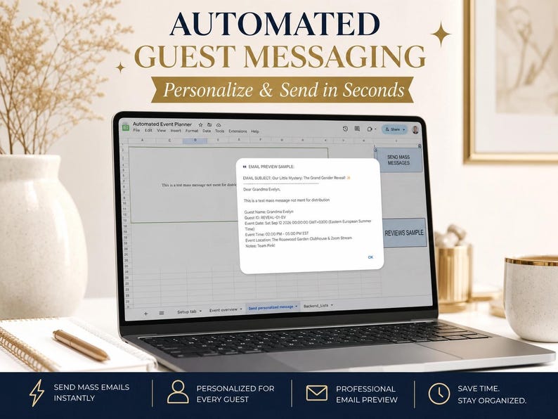 Automated Event Planner Spreadsheet | Mass Guest Emailer, Google Sheets ...