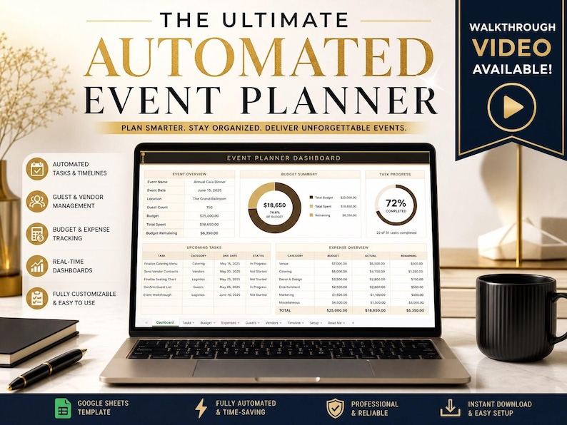 Automated Event Planner Spreadsheet | Mass Guest Emailer, Google Sheets ...