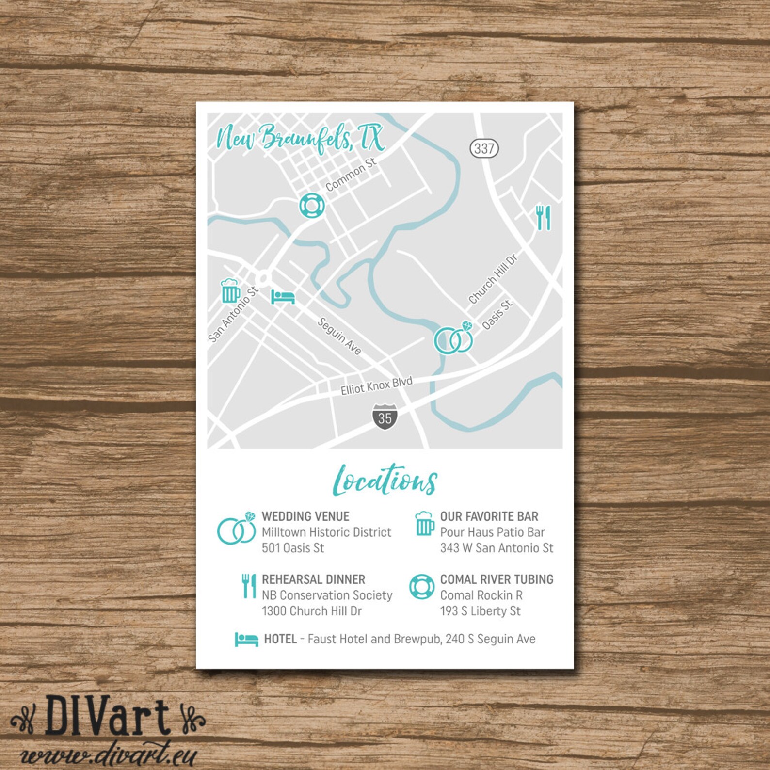 Custom Wedding Map Event Map Directions Locations PRINTED | Etsy