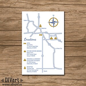 Custom Wedding Map Event Map Directions Locations PRINTED - Etsy