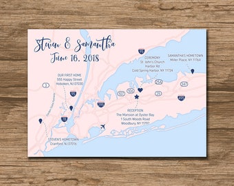Custom Wedding Map Event Map Directions Locations PRINTED | Etsy