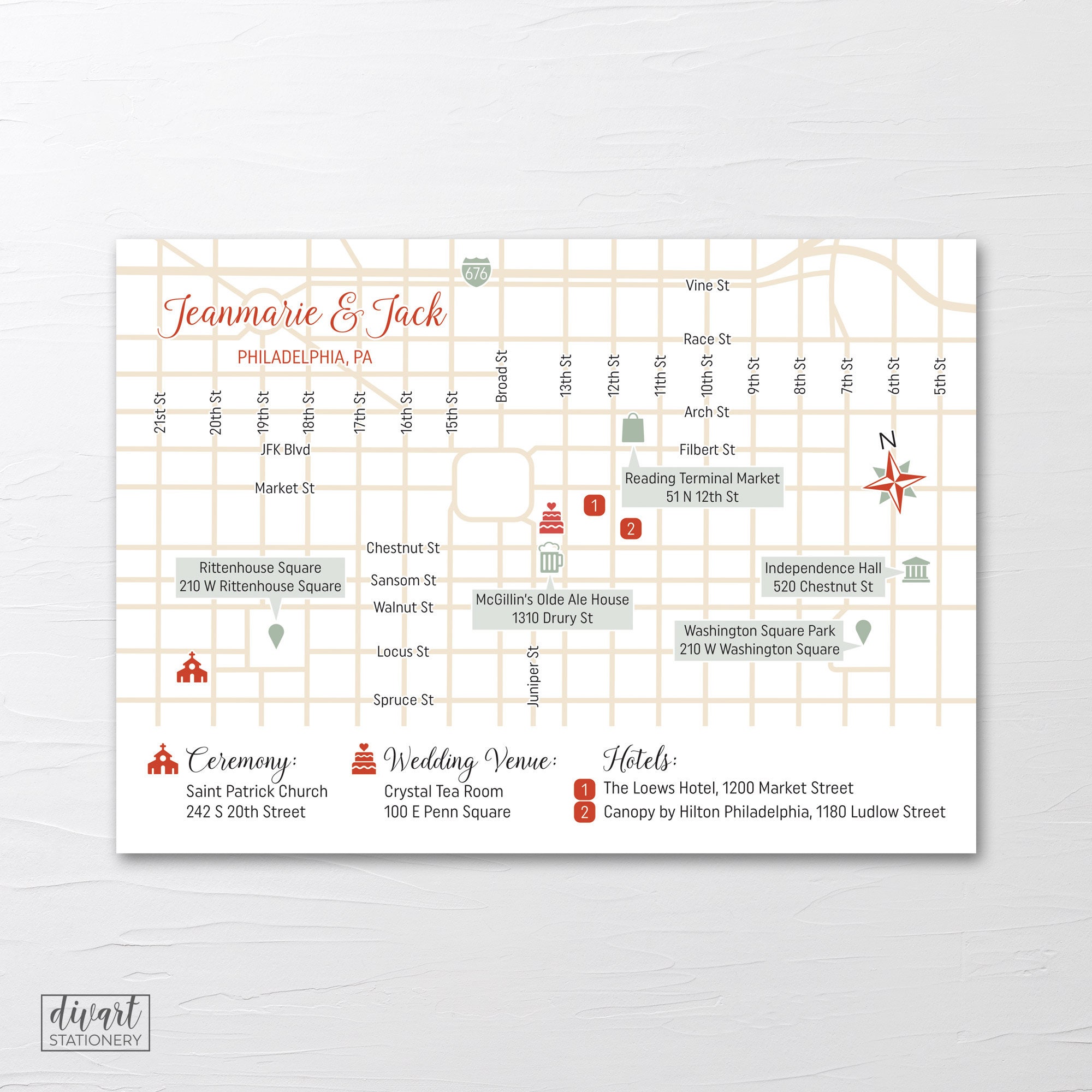 Invitations & Announcements Custom Wedding Map Invitation Insert with a ...