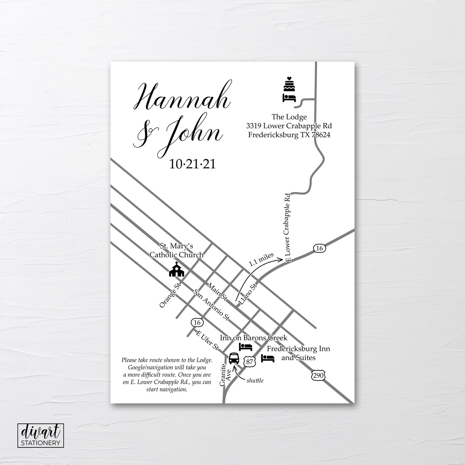 Custom Wedding Map Event Map Directions Locations PRINTED - Etsy