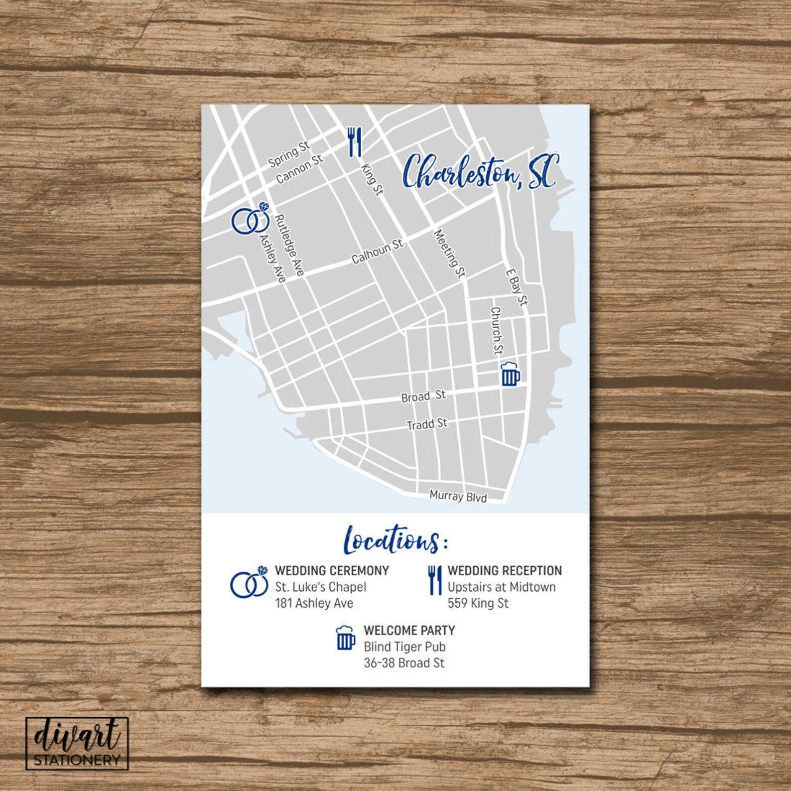 Custom Wedding Map Event Map Directions Locations PRINTED - Etsy