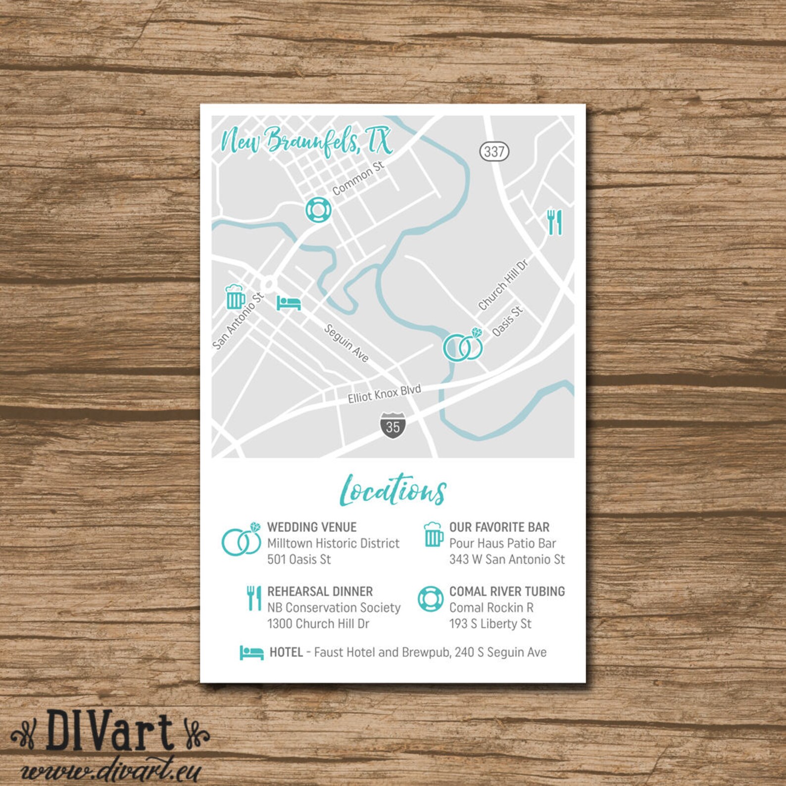 Custom Wedding Map Event Map Directions Locations PRINTED - Etsy