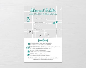 Custom Wedding Map Event Map Directions Locations | Etsy