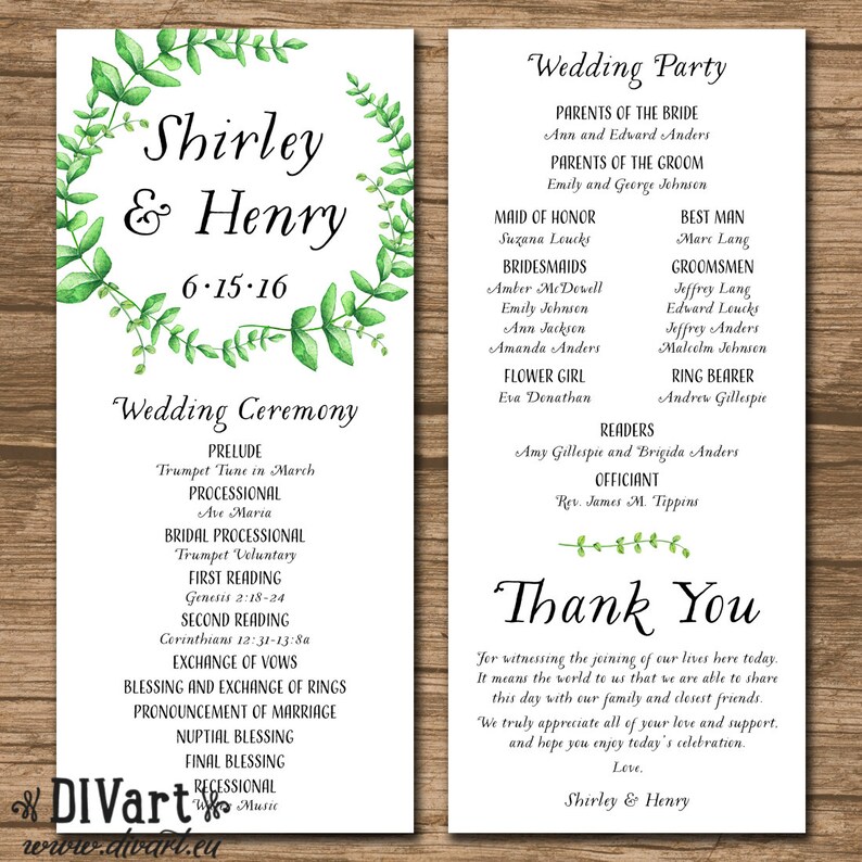Wedding Program Ceremony Program PRINTABLE Or PRINTED Etsy wedding-program-ceremony-program-printable-or-printed-etsy