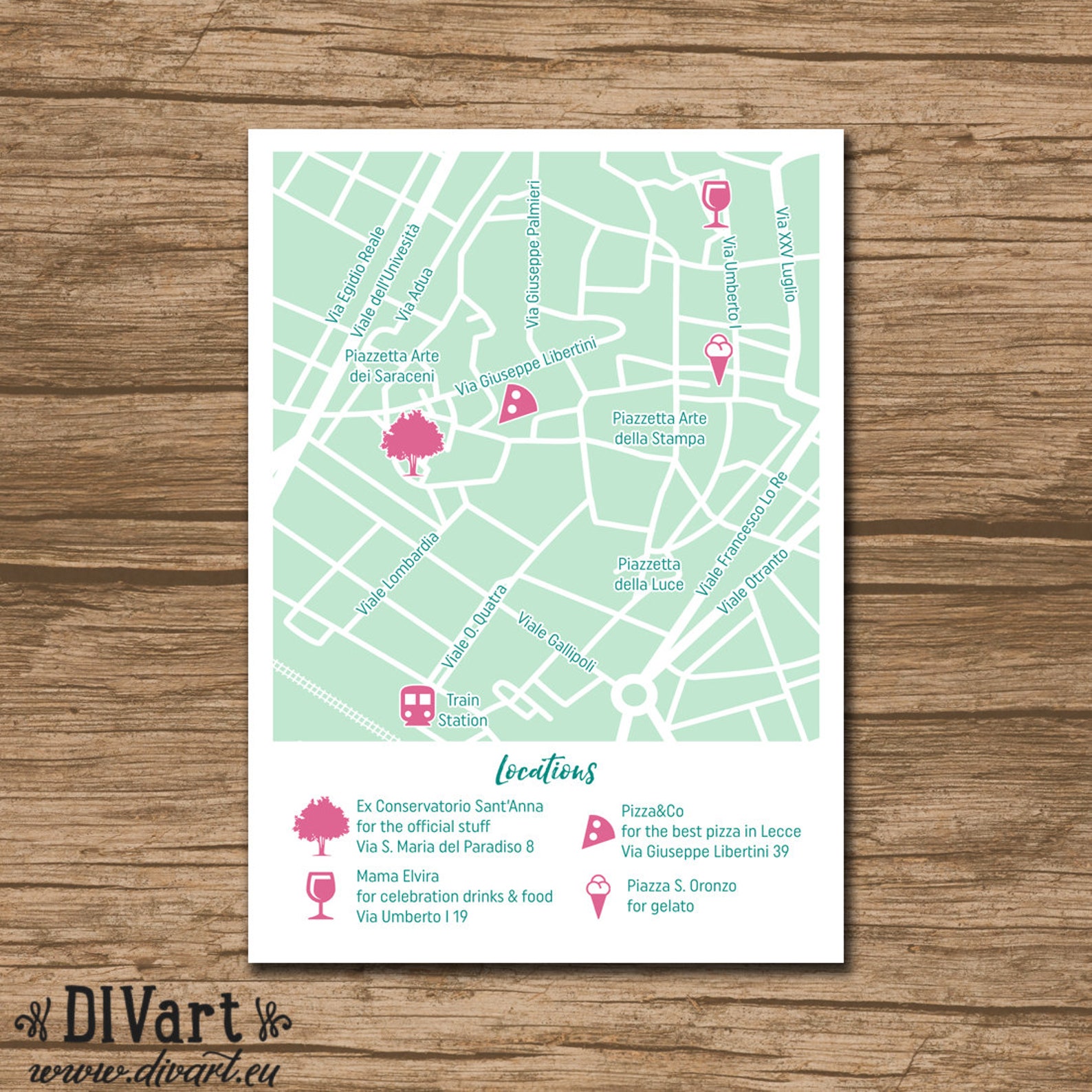 Custom Wedding Map Event Map Directions Locations PRINTED | Etsy