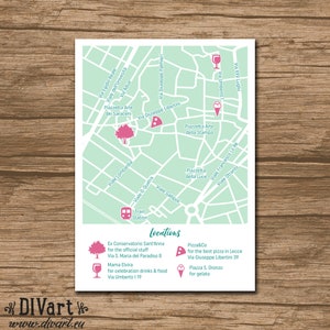 Custom Wedding Map Event Map Directions Locations PRINTED - Etsy