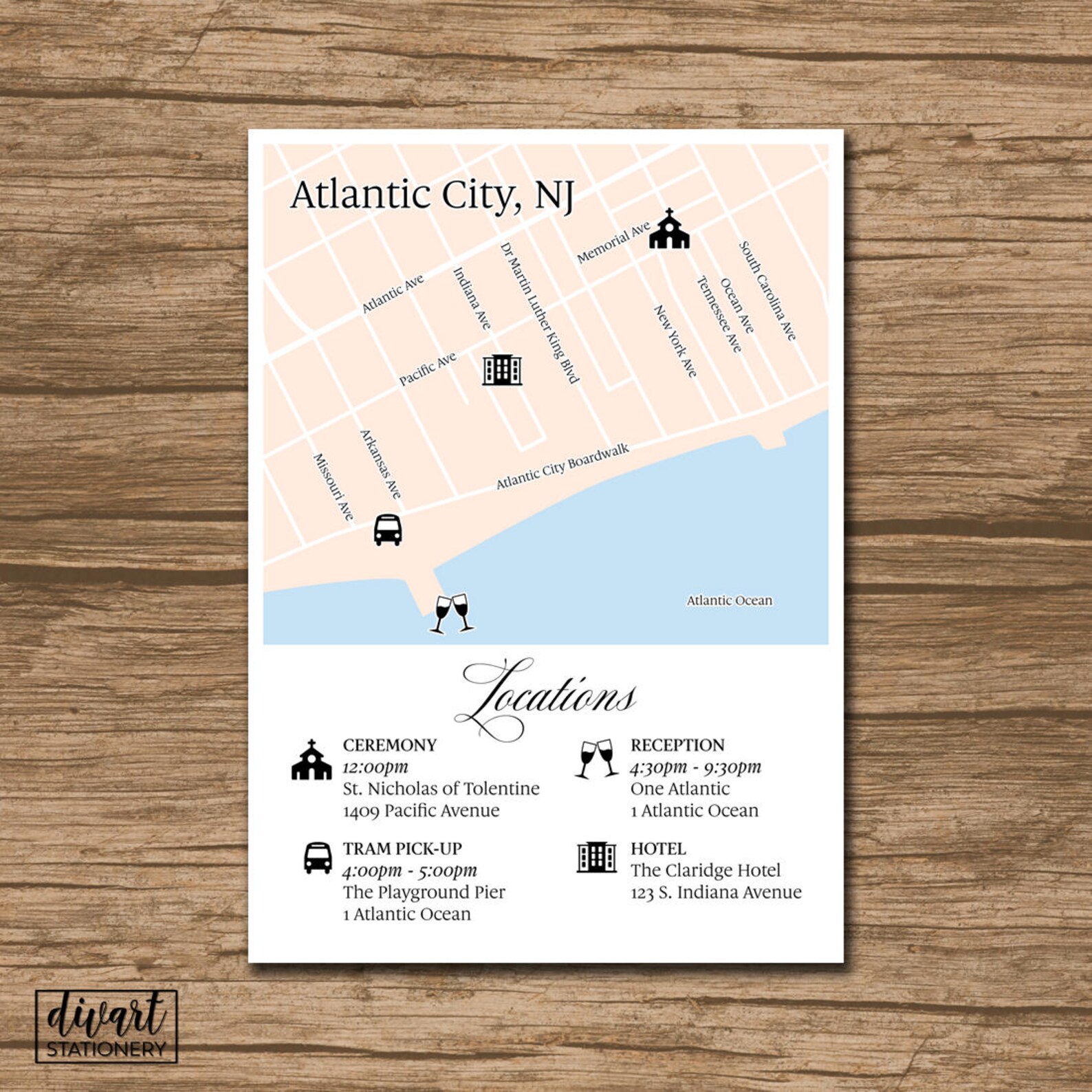 Custom Wedding Map Event Map Directions Locations PRINTED - Etsy