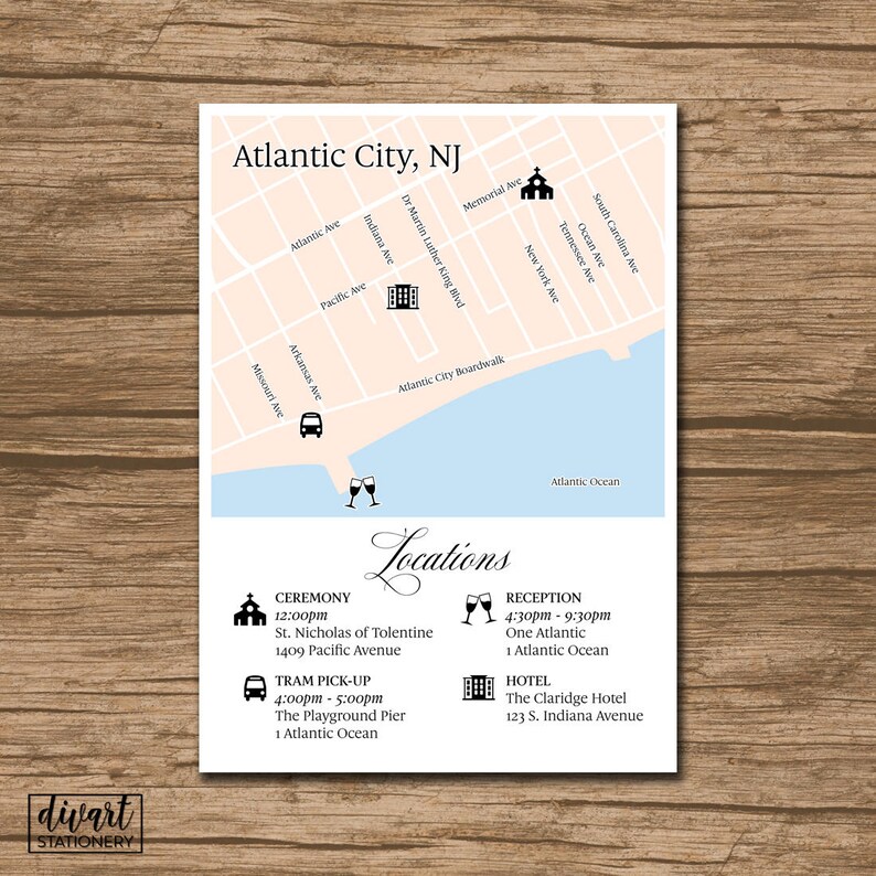 Custom Wedding Map Event Map Directions Locations PRINTED - Etsy