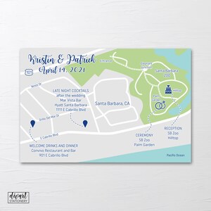 Custom Wedding Map Event Map Directions Locations PRINTED - Etsy