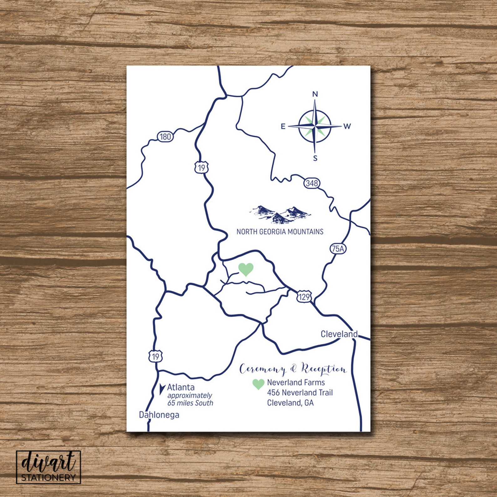 Custom Wedding Map Event Map Directions Locations PRINTED | Etsy