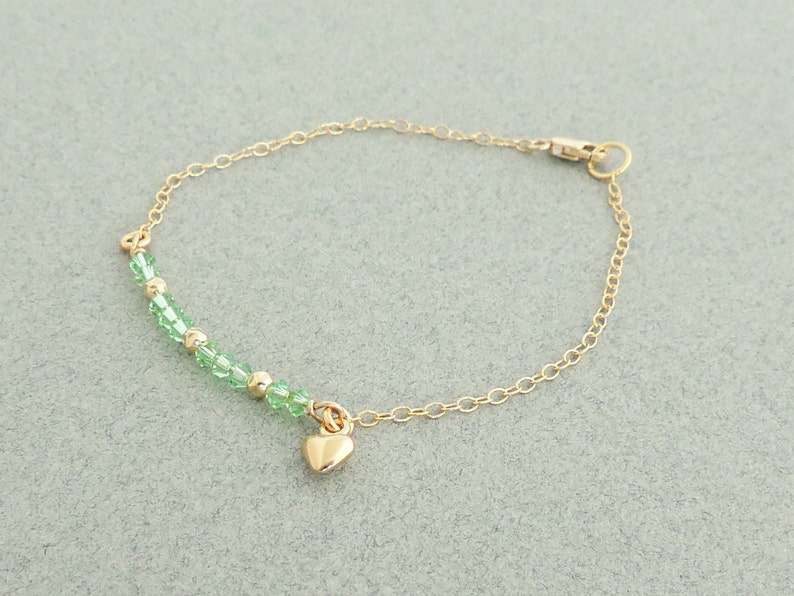 August Birthstone Bracelet, Peridot Swarovski Bracelet, Girl's ...