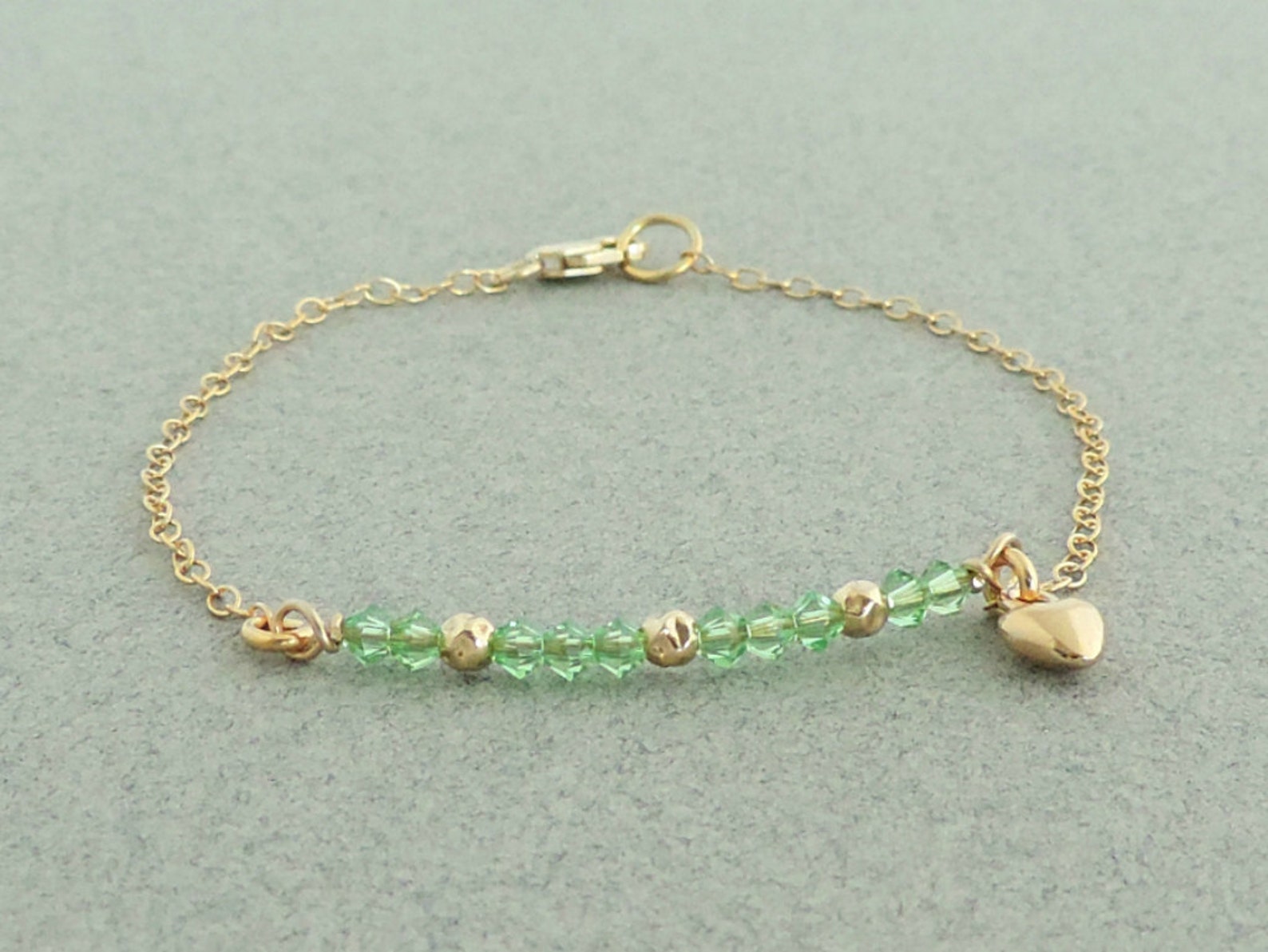 August Birthstone Bracelet, Peridot Swarovski Bracelet, Girl's ...