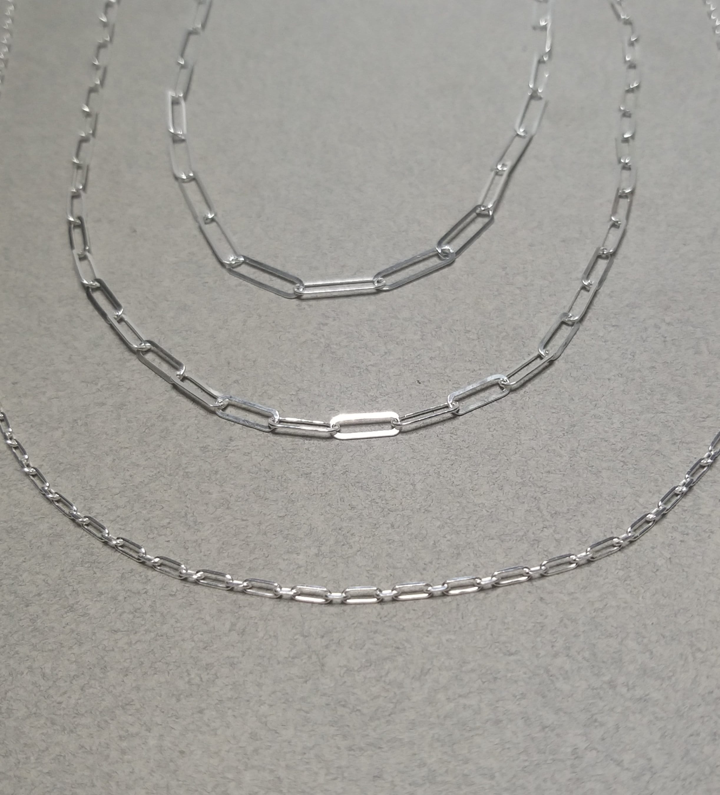 Sterling Silver Chain Necklace 3 Size of Paperclip Necklaces - Etsy Israel