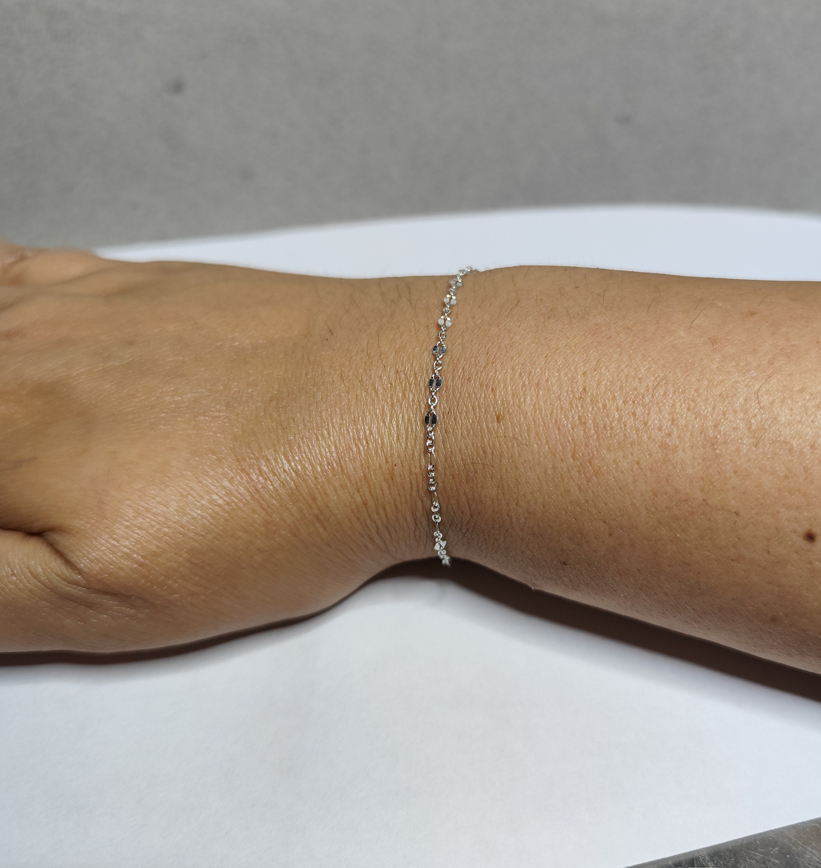 Thin Sterling Silver Chain Bracelet, Delicate Silver Bracelet, Everyday ...