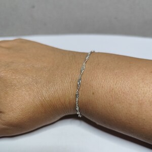 Sparkling Twisted Chain Bracelet, Sterling Silver Singapore Chain ...