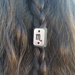 Sterling Silver Zodiac Leather Hair Bead, Birth Sign Hair Beads ...