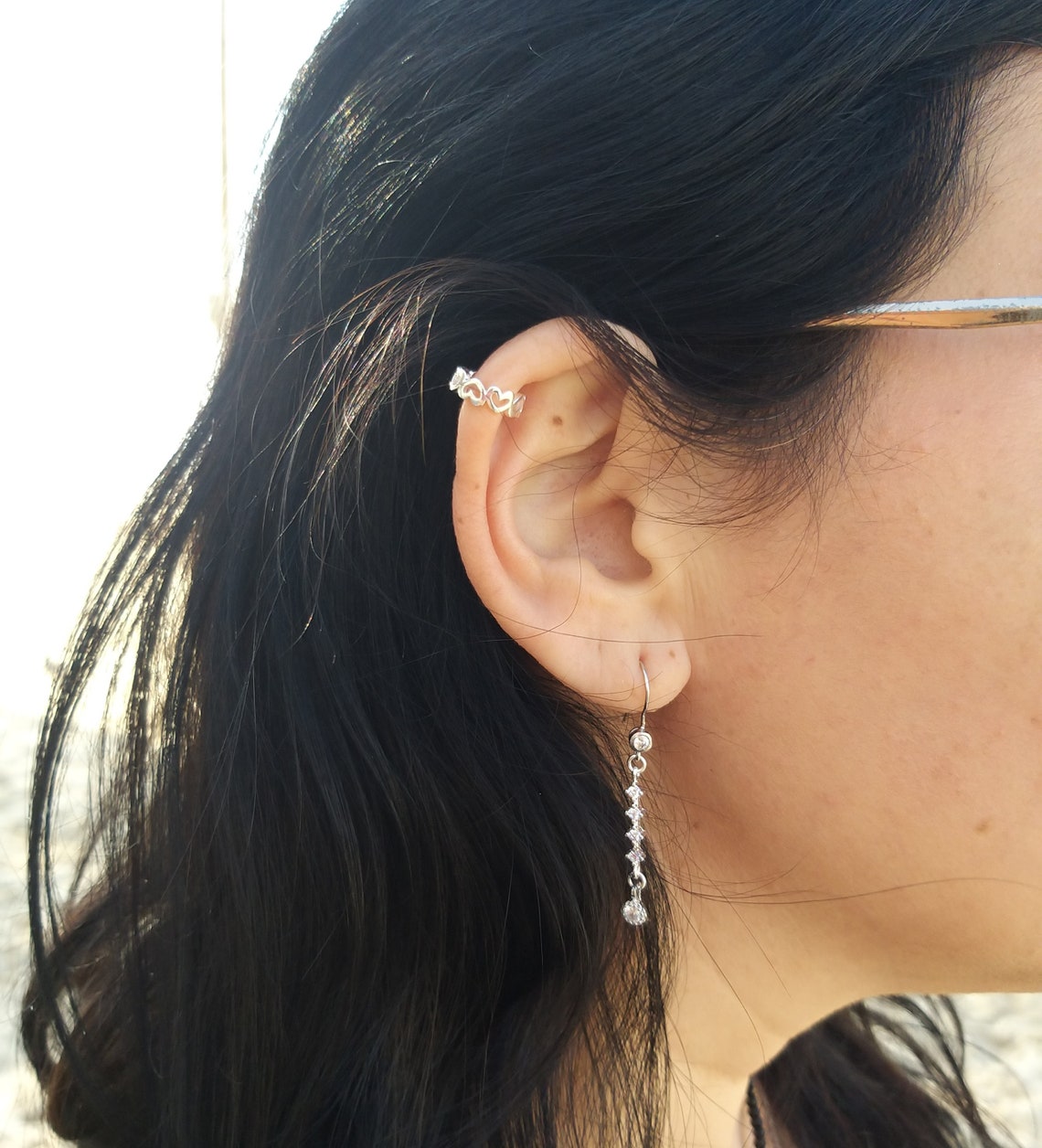 Open Heart Ear Cuff Sterling Silver Helix Heart Earring | Etsy