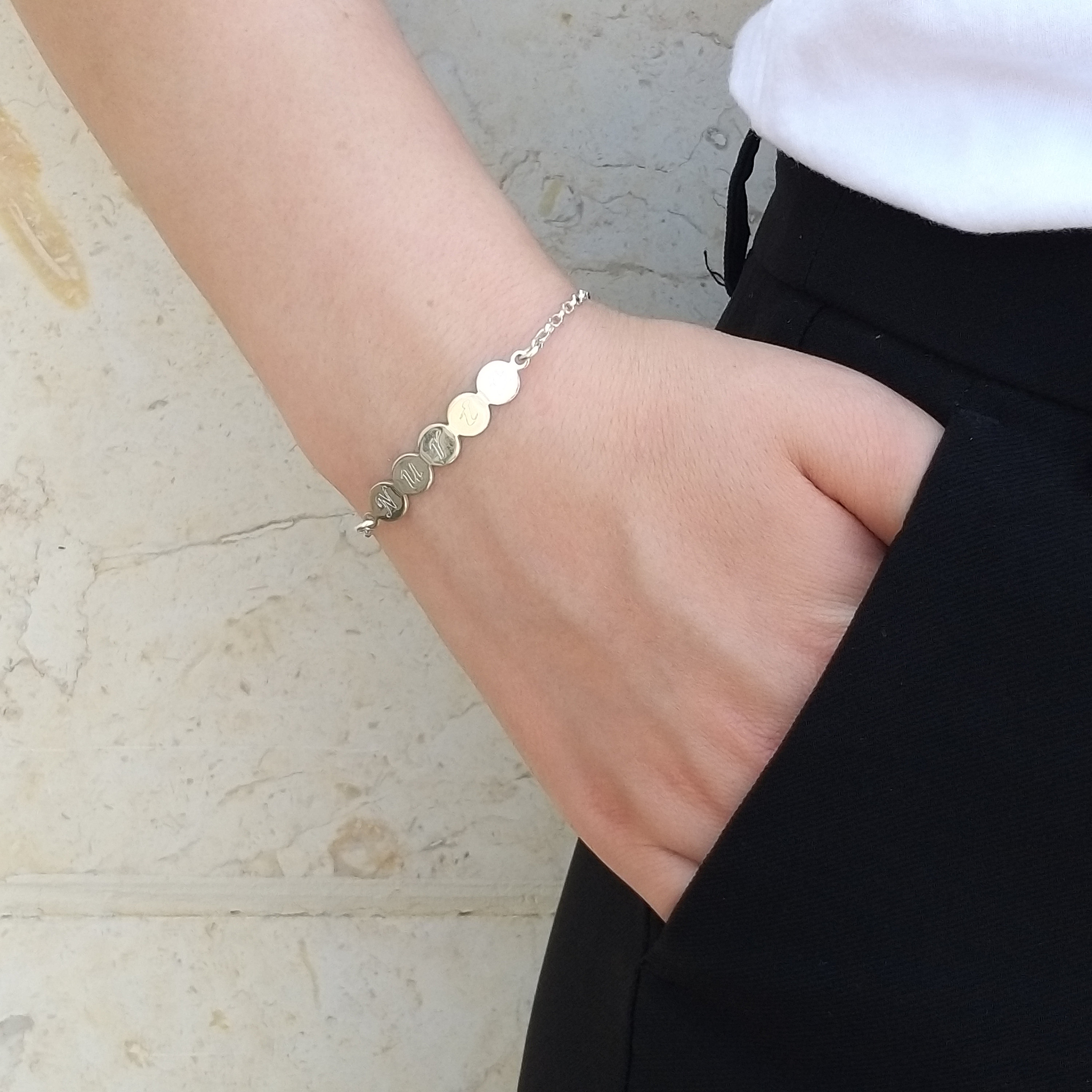 Personalized Custom Name Sterling Silver Bracelet Custom - Etsy Israel