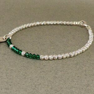 May Birthstone Bracelet, Emerald Swarovski Bracelet, Sterling Silver ...